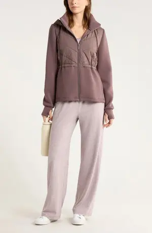 Zella Quilted Scuba Knit Jacket - Grey Plum
