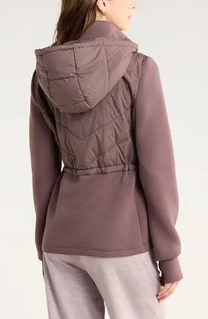 Zella Quilted Scuba Knit Jacket - Grey Plum