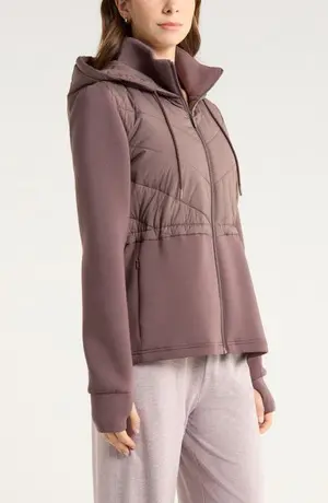 Zella Quilted Scuba Knit Jacket - Grey Plum