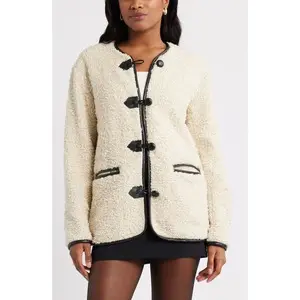 OPEN EDIT Faux Shearling Jacket - Ivory Dove