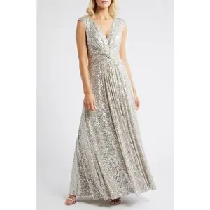 Eliza J Sequin Twist Front Gown