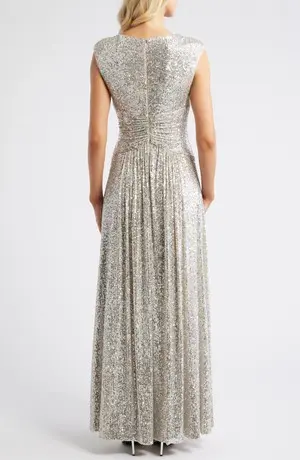 Eliza J Sequin Twist Front Gown