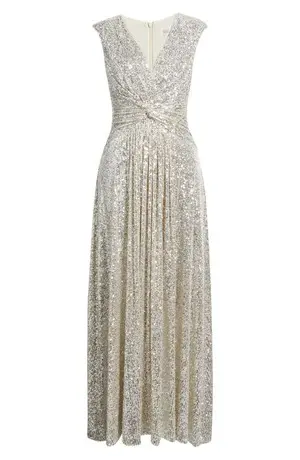 Eliza J Sequin Twist Front Gown