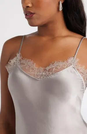 OPEN EDIT Lace Trim Cami - Grey Satellite