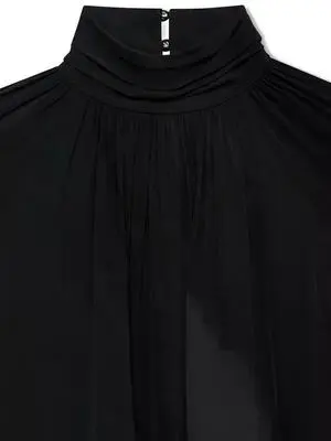 ANINE BING Gathered High-neck Blouse