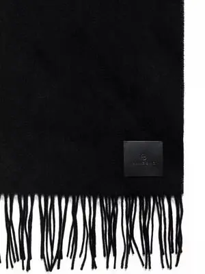 ANINE BING Augustina Fringed Wool Scarf - Black