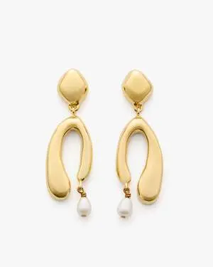 Cuyana Nube Pearl Drop Earrings - Yellow