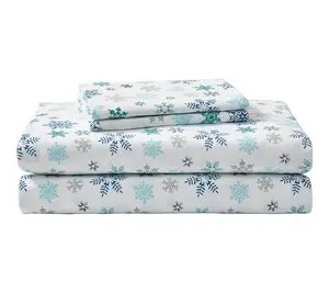 Eddie Bauer Tossed Snowflake Blue Cotton Twin Sheet Set - One-color