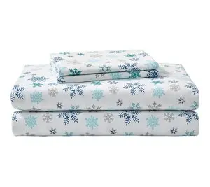 Eddie Bauer Tossed Snowflake Blue Cotton Full S Heet Set - One-color