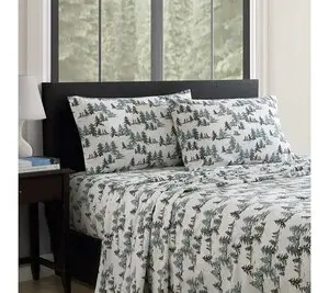 Eddie Bauer Snowy Pine Trees Cotton Flannel Ful L Sheet Set