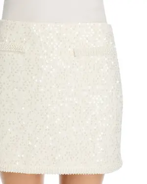 Aqua Tweed Sequin Mini Skirt