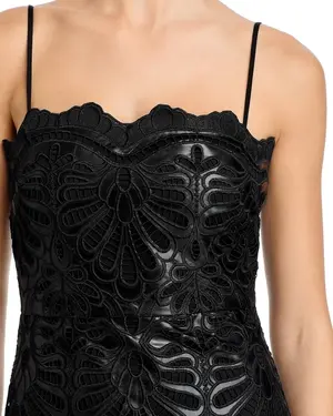 Aqua Faux Leather Lace Mini Dress