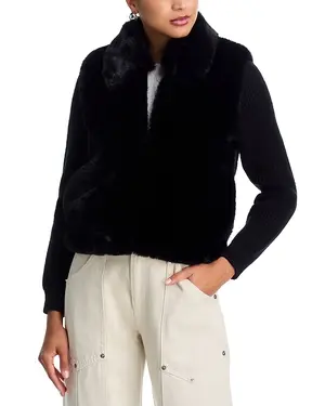 Aqua Faux Fur Cardigan - Black