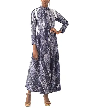 BUSAYO Erimpe Printed Button Front Maxi Dress - Blue
