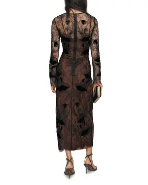 REISS Lulu Lace Detail Midi Dress