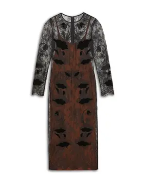 REISS Lulu Lace Detail Midi Dress