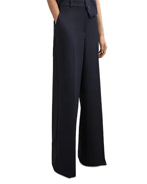 REISS Petite Gabi Wide Leg Pants - Navy