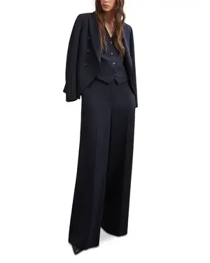 REISS Petite Gabi Wide Leg Pants - Navy