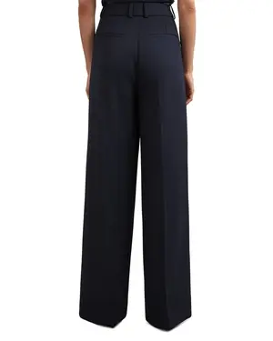REISS Petite Gabi Wide Leg Pants - Navy