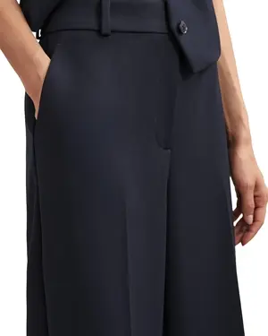 REISS Petite Gabi Wide Leg Pants - Navy