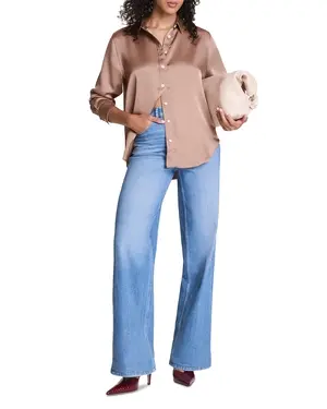 Spanx Better Than Silk Button Down Shirt - Cafe Au Lait