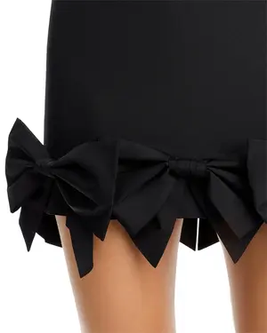 LoveShackFancy Kennedi Bow Mini Dress - Black