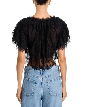 LoveShackFancy Vienne Lace Cropped Top