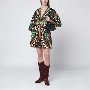 Farm Rio Heart Deco Mini Dress - Multicolor