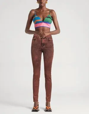 8PM Skinny High-waisted Jeans With Embroidered Logo - Brown