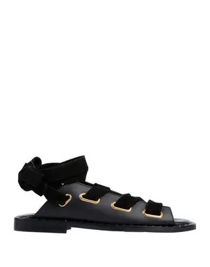 Maje Leather Sandals With Ankle Ties