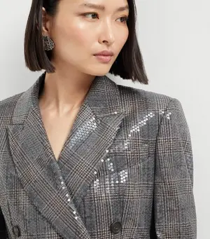 Brunello Cucinelli Virgin Wool Sequinned Double-breasted Blazer