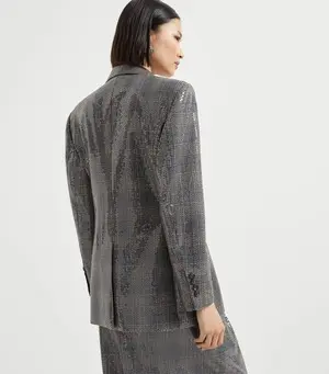 Brunello Cucinelli Virgin Wool Sequinned Double-breasted Blazer
