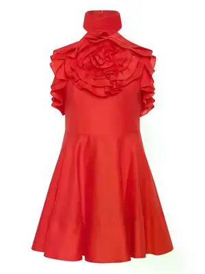 Rebecca Vallance Ruffled Halterneck Mini Dress - Red