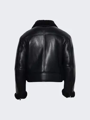 Acne Studios Leather And Shearling Biker Jacket - Navy