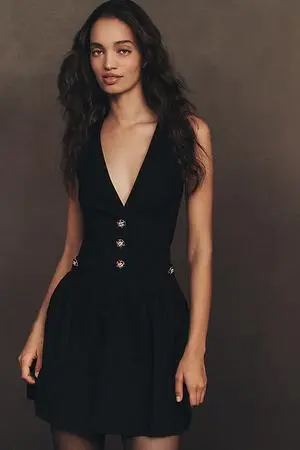 Maeve Faux Fur Collar Mini Dress