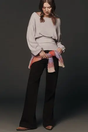 PILCRO Waisted Long-sleeve Boatneck Top
