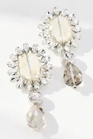 Anthropologie Crystal Circle Drop Earrings - Grey