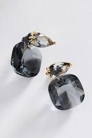 Anthropologie Floating Crystal Earrings - Dark Grey