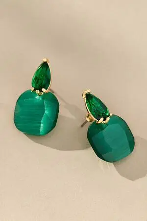 Anthropologie Floating Crystal Earrings Green