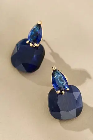 Anthropologie Floating Crystal Earrings Navy