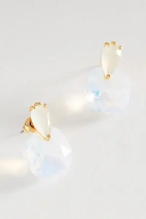 Anthropologie Floating Crystal Earrings - Neutral