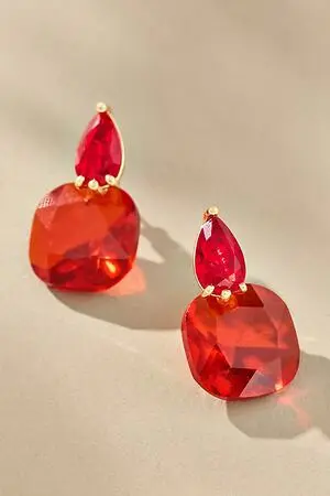Anthropologie Floating Crystal Earrings Red