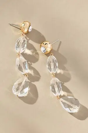 Anthropologie Multi Crystal Drop Earrings - Clear