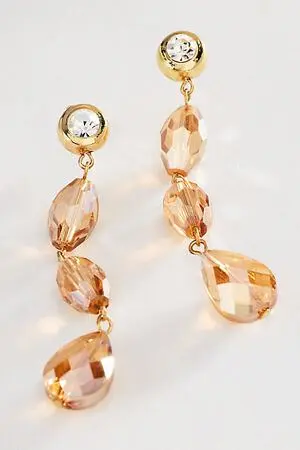 Anthropologie Multi Crystal Drop Earrings - Peach