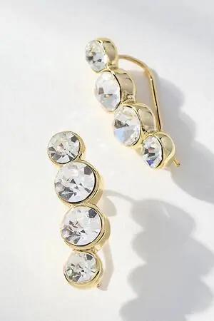 Anthropologie Sparkling Crystal Drop Earrings - Gold