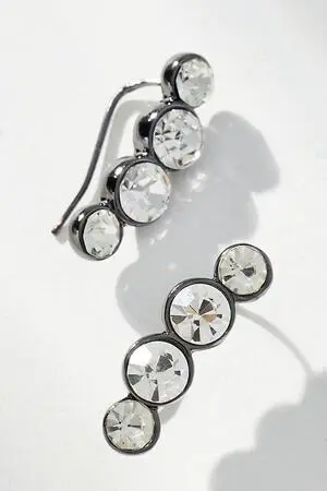 Anthropologie Sparkling Crystal Drop Earrings - Gunmetal