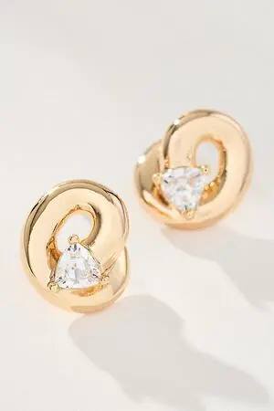 Anthropologie Looped Crystal Stud Earrings - Gold