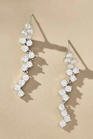 Anthropologie Wavy Crystal Drop Earrings - Clear