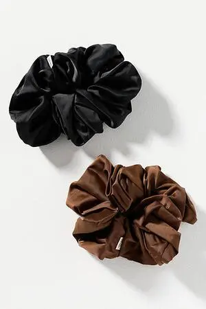 KITSCH Set Of Two Scrunchies - Black  Chocolate