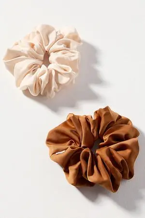 KITSCH Set Of Two Scrunchies - Cream / Camel
